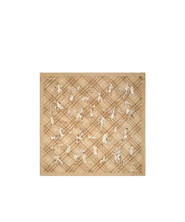 Burberry Check Mates Silk Scarf - Finch Beige