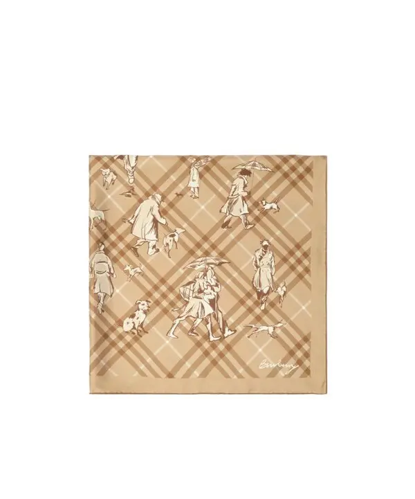 Burberry Check Mates Silk Scarf - Finch Beige