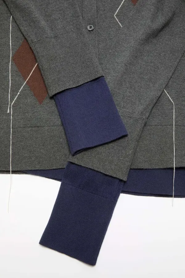 Acne Studios Argyle-intarsia Layered Cardigan