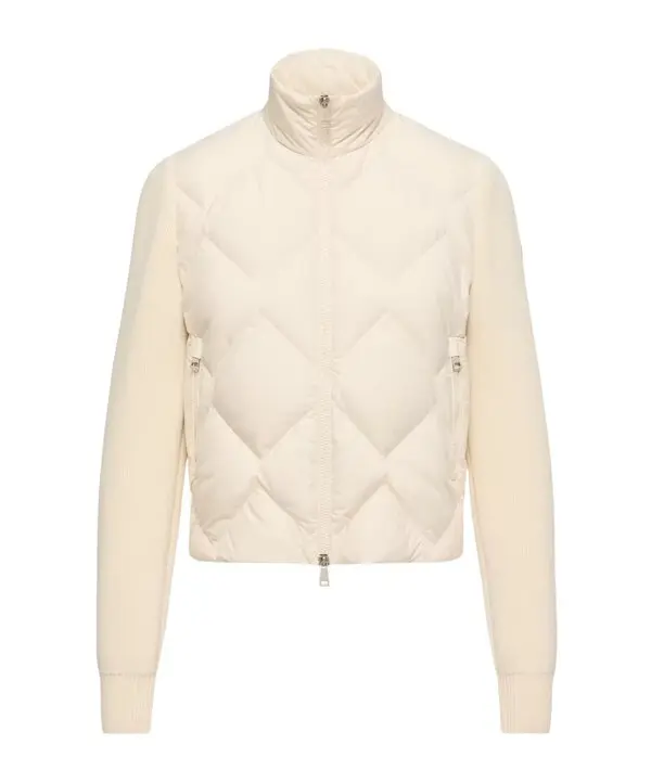 Moncler Wool Cashmere Padded Zip-up Cardigan - White