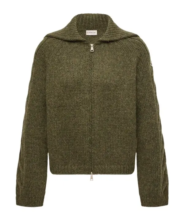 Moncler Alpaca Blend Zip Cardigan - Dark Green