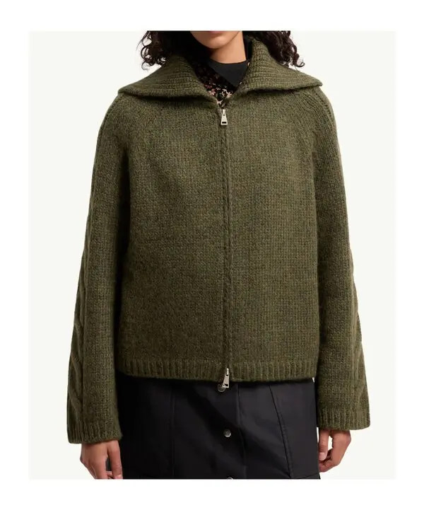 Moncler Alpaca Blend Zip Cardigan - Dark Green