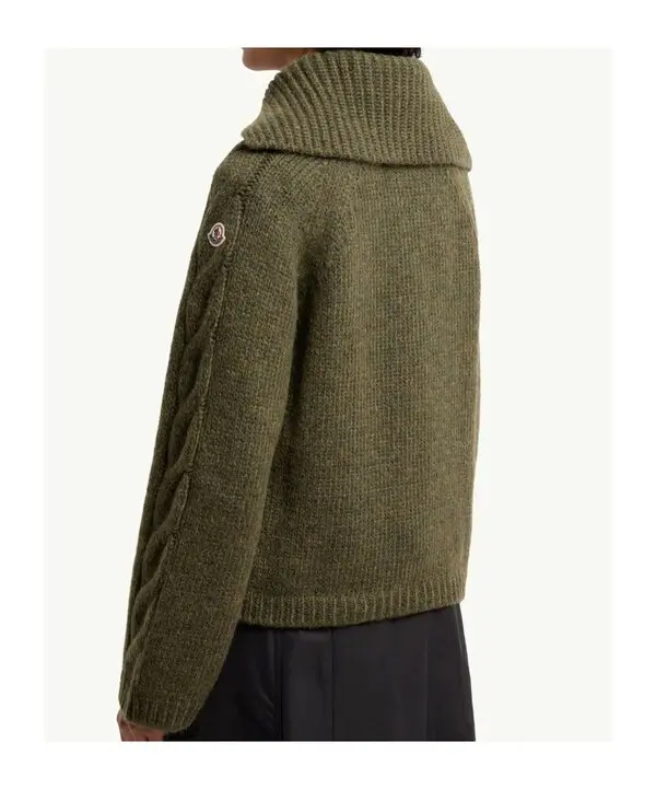 Moncler Alpaca Blend Zip Cardigan - Dark Green