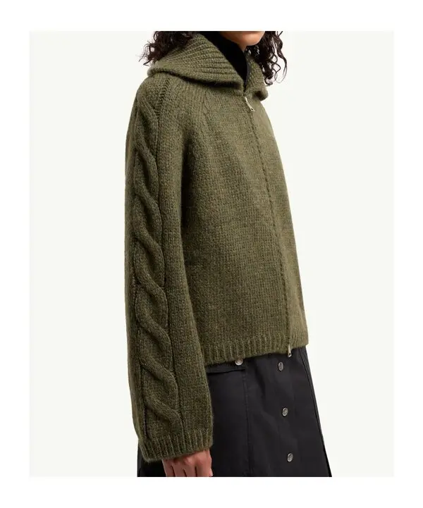 Moncler Alpaca Blend Zip Cardigan - Dark Green