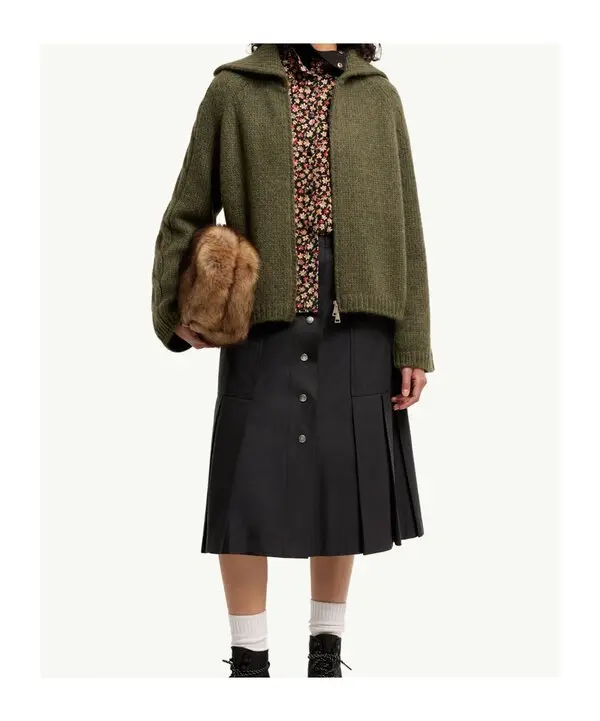 Moncler Alpaca Blend Zip Cardigan - Dark Green