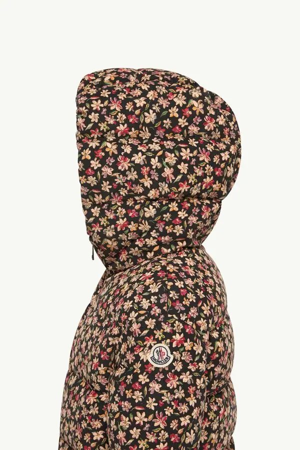 Moncler Nirea Floral Print Down Jacket - Black