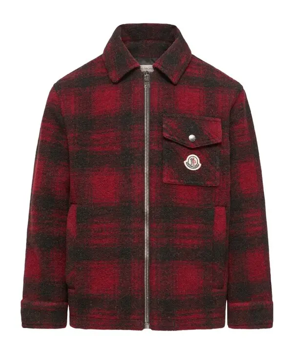 Moncler Check Wool Blend Shirt Jacket