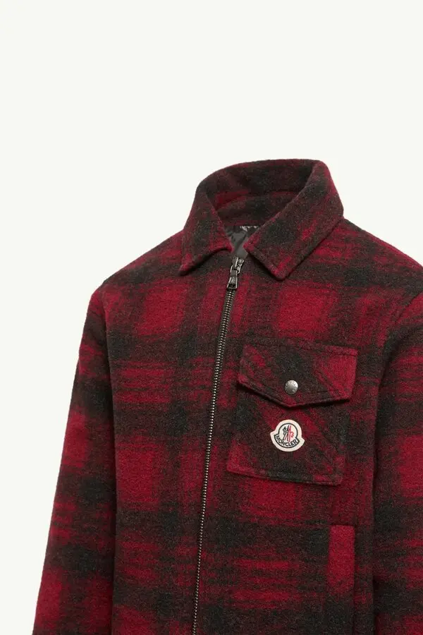 Moncler Check Wool Blend Shirt Jacket