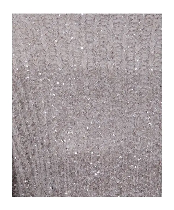 D.exterior Crystals Degrade Short Sleeves Round Neck Sweater