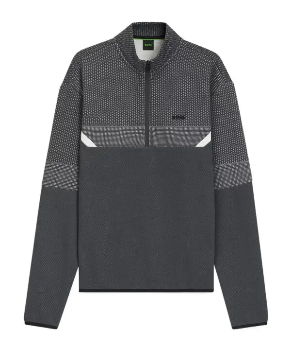 Hugo Boss Quilted Jacquard Relaxed-fit Zip-neck Sweatshirt