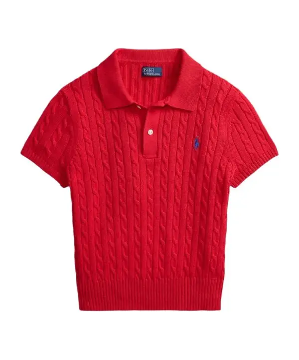 Polo Ralph Lauren Cable Knit Cropped Polo Top