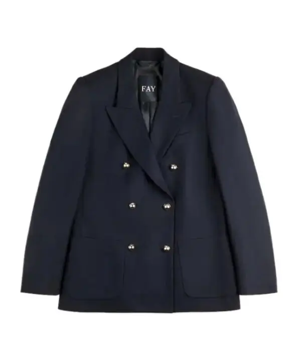 FAY Double-breasted Jacket In Mélange Flannel