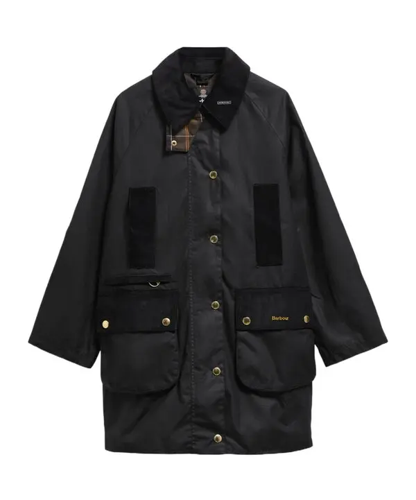 Barbour Waxed Cotton Jacket With Corduroy Trim