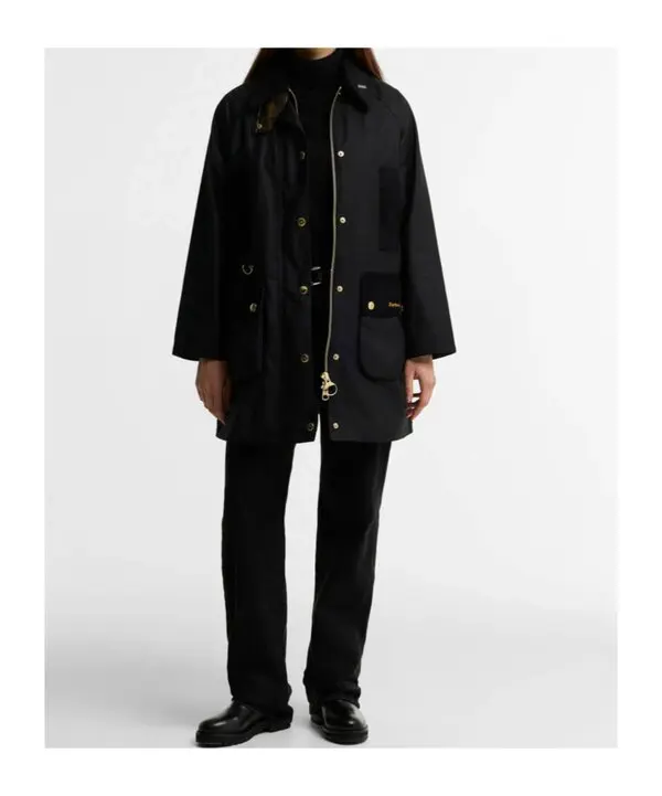 Barbour Waxed Cotton Jacket With Corduroy Trim