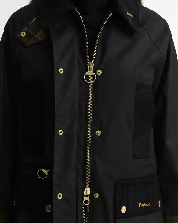 Barbour Waxed Cotton Jacket With Corduroy Trim