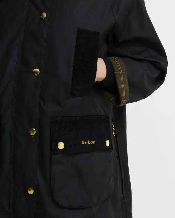 Barbour Waxed Cotton Jacket With Corduroy Trim