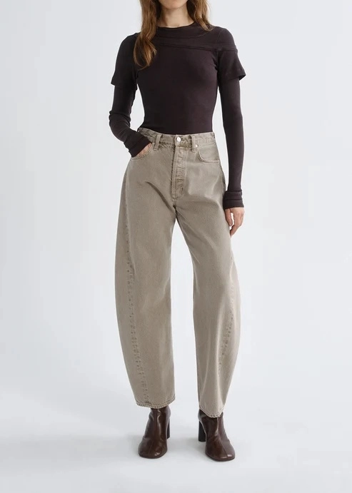 AGOLDE Luna Curved-leg Tapered Jeans - Taupe