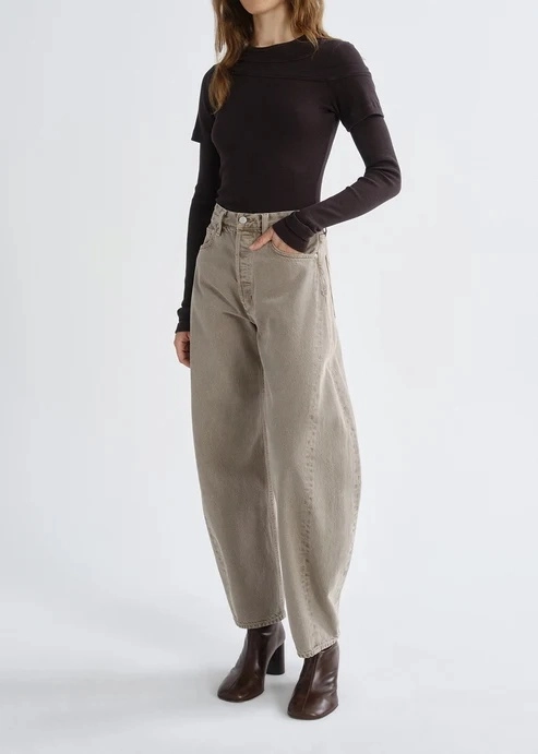 AGOLDE Luna Curved-leg Tapered Jeans - Taupe
