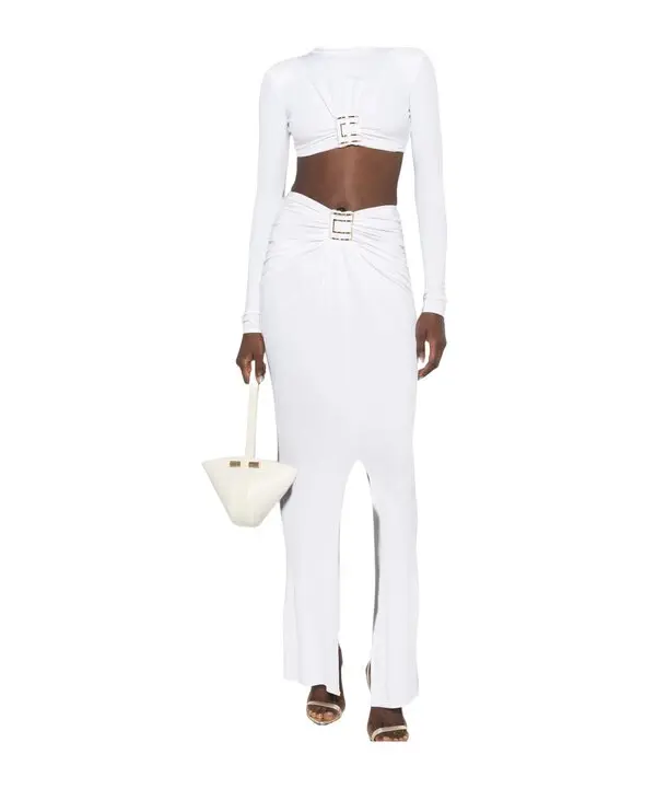 Elisabetta Franchi Logo-plaque Ruched Maxi Skirt