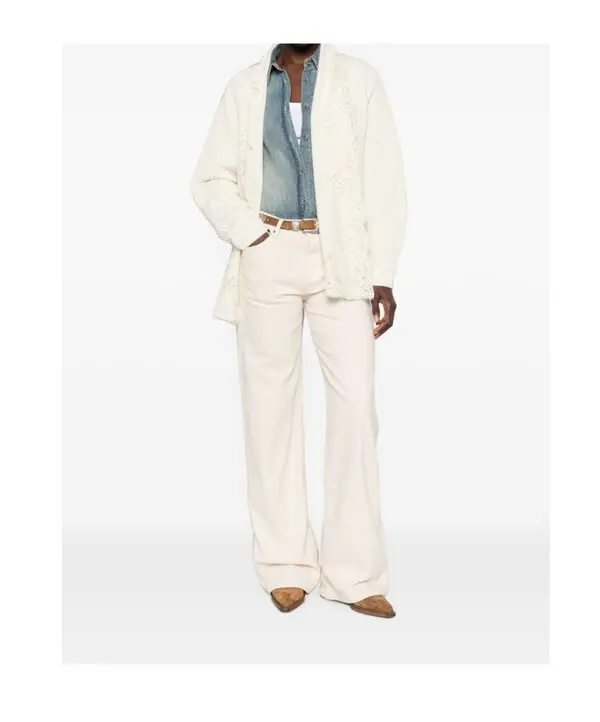 ERMANNO FIRENZE Lace-trim Ribbed Knit Cardigan