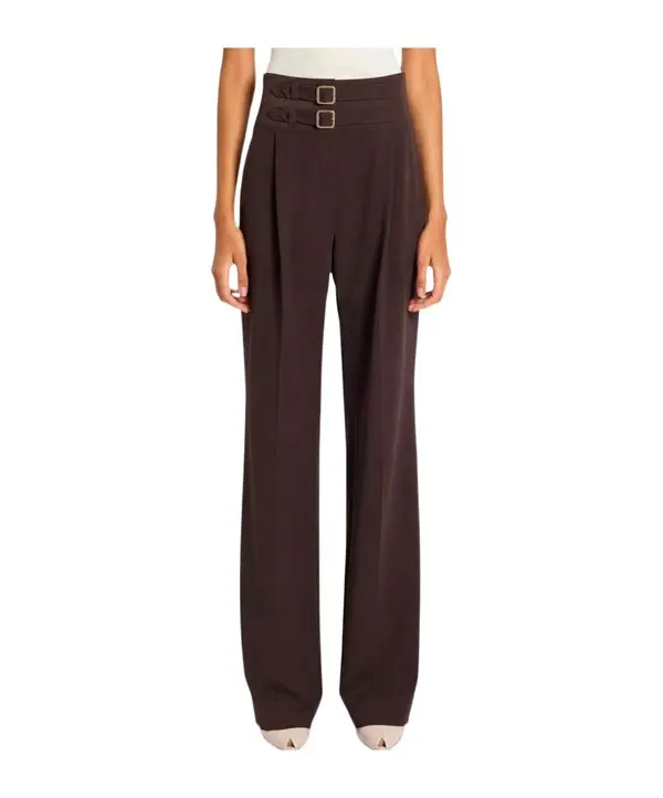 Marella High-waisted Pleated Trousers - Brown