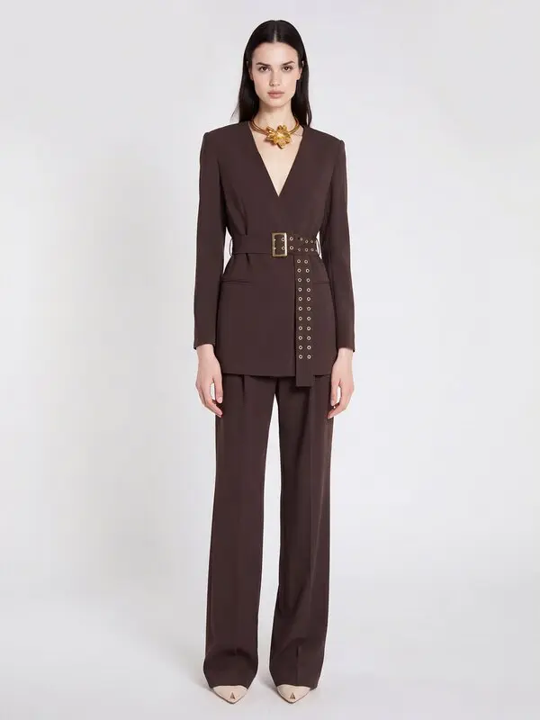 Marella High-waisted Pleated Trousers - Brown