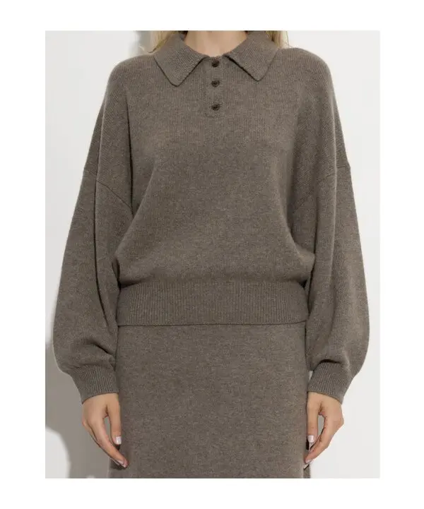 LISA YANG Etta Knitted Polo Shirt - Brown