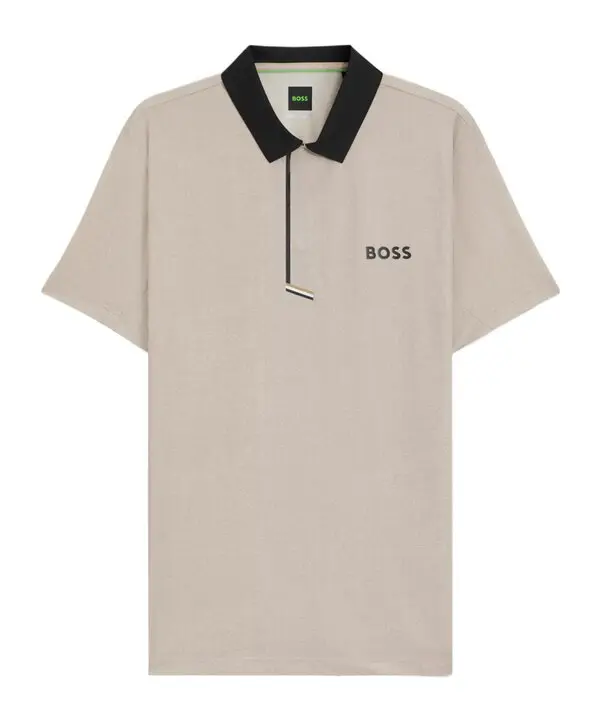 Hugo Boss Contrast Trim Logo Polo Shirt - Natural