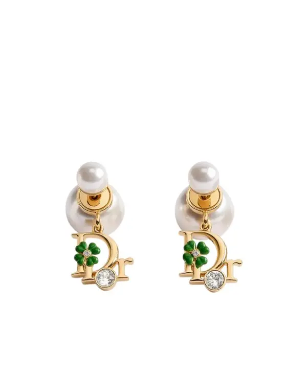 Dior Tribales Earrings With Clover Motif - Yellow