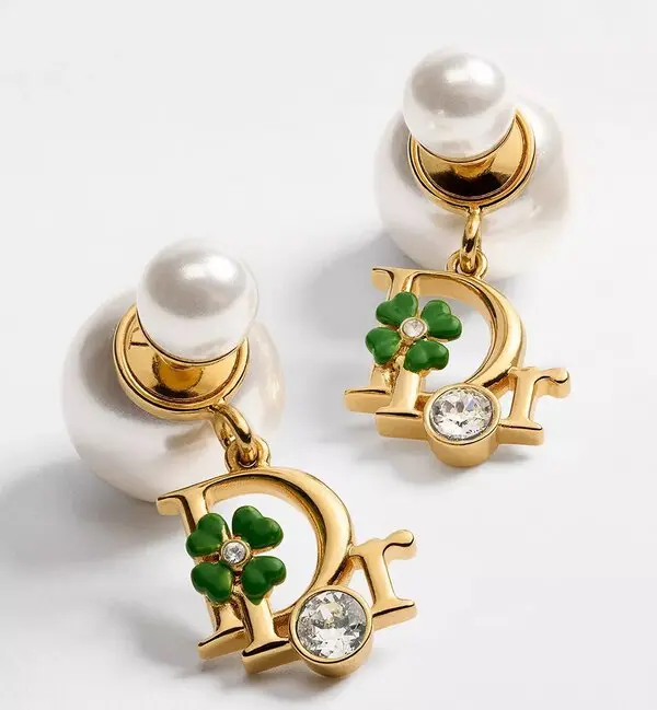 Dior Tribales Earrings With Clover Motif - Yellow