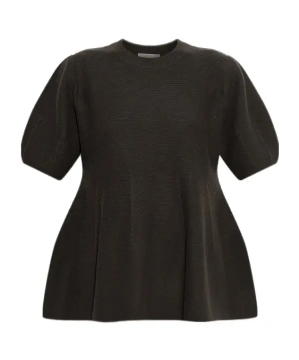 LISA YANG Mella Short Sleeve Knitted Top - Green