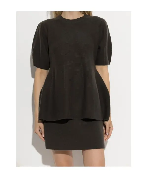 LISA YANG Mella Short Sleeve Knitted Top - Green