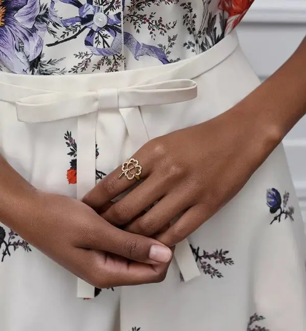 Dior Gold-plated Clover Ring With Crystal Embellishments