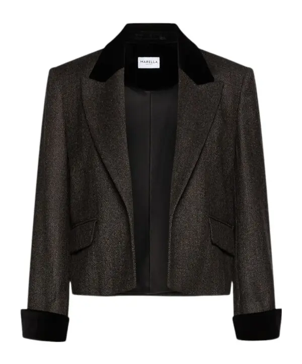 Marella Collared Cropped Casual Jacket