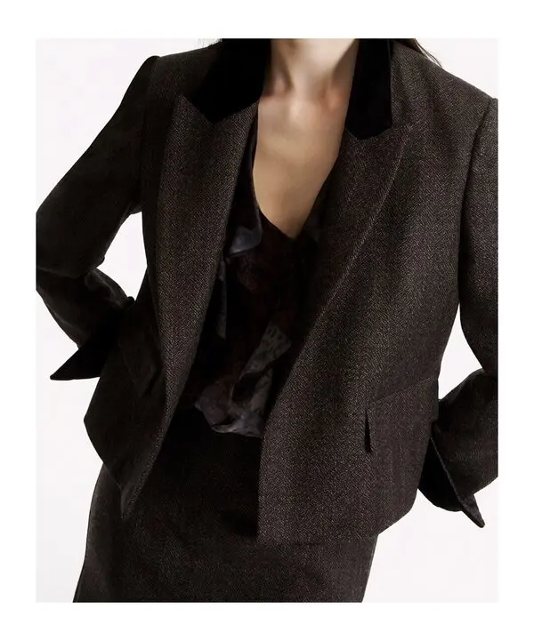 Marella Collared Cropped Casual Jacket