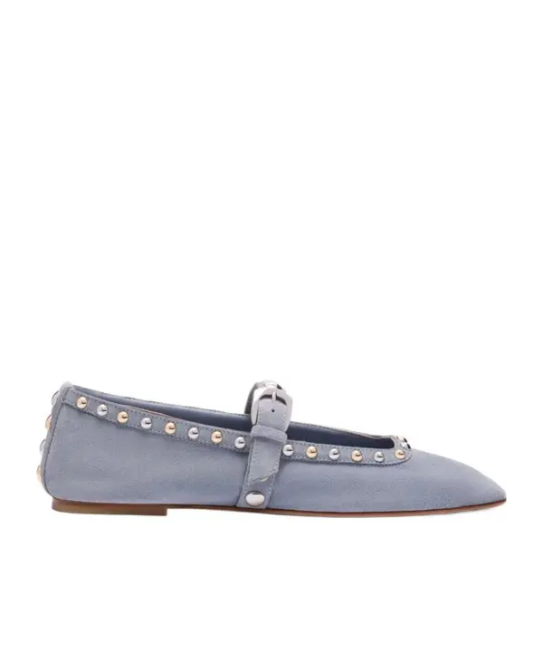 STUART WEITZMAN Perry Studded Mary Jane Flats - Breeze Blue