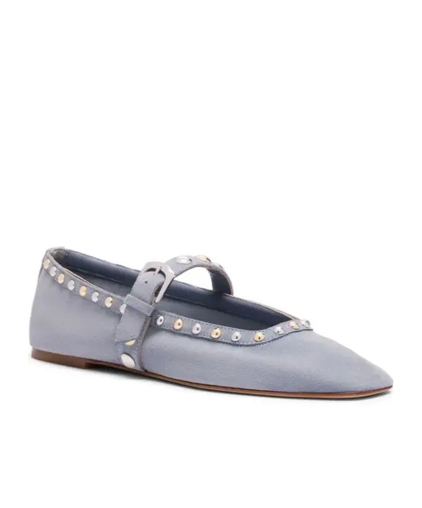 STUART WEITZMAN Perry Studded Mary Jane Flats - Breeze Blue