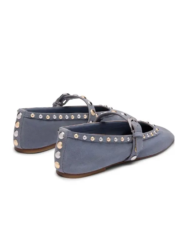 STUART WEITZMAN Perry Studded Mary Jane Flats - Breeze Blue