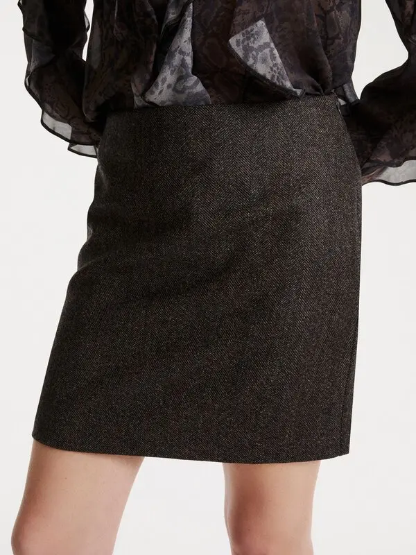 Marella Straight-cut Wool Blend Skirt