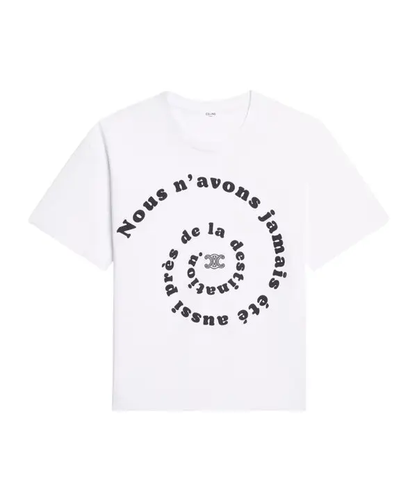 Celine T-shirt In Cotton Jersey - Optical White/black