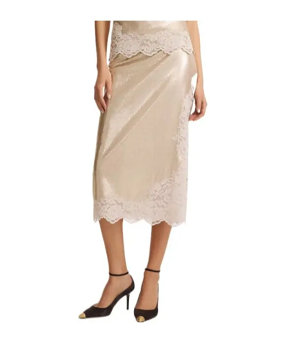 Marella Sequin Embroidered Lace Detail Skirt