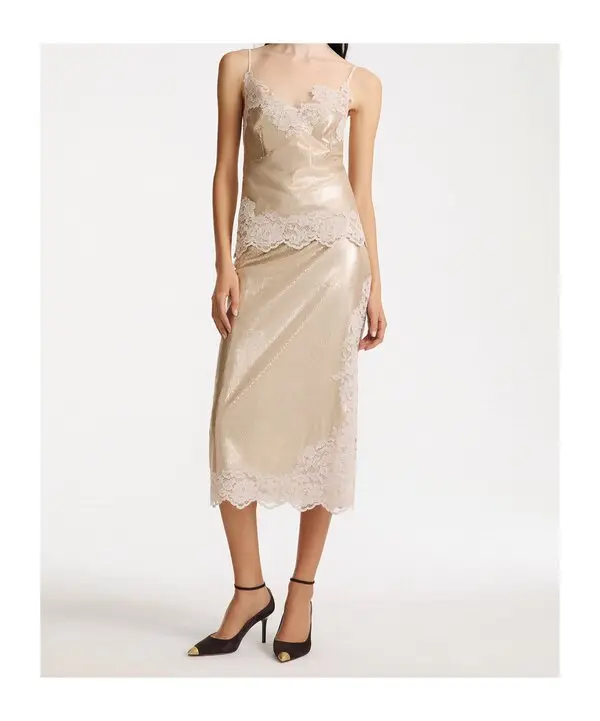 Marella Sequin Embroidered Lace Detail Skirt