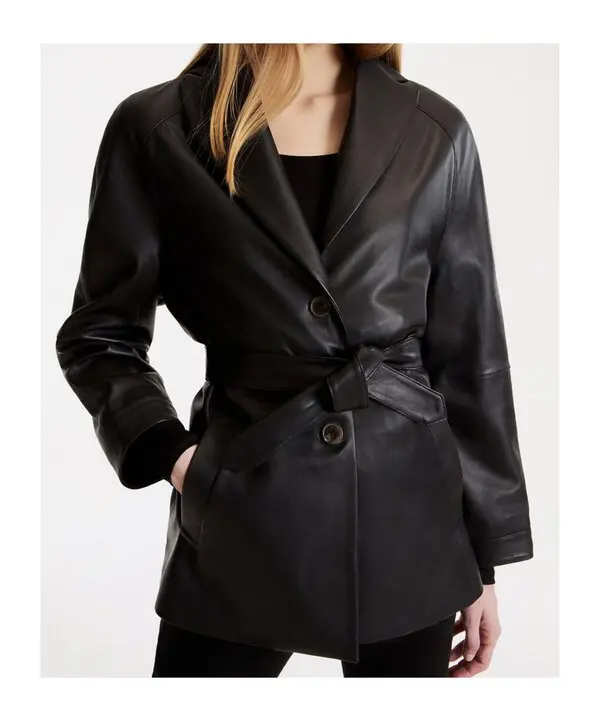 Marella Button-front Leather Jacket