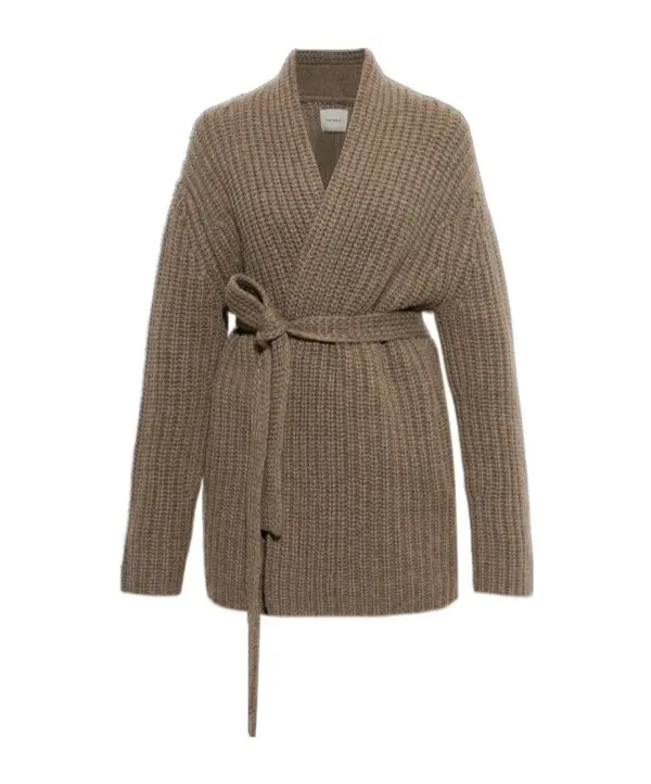 LISA YANG Jacqueline Belted Knit Cardigan - Brown