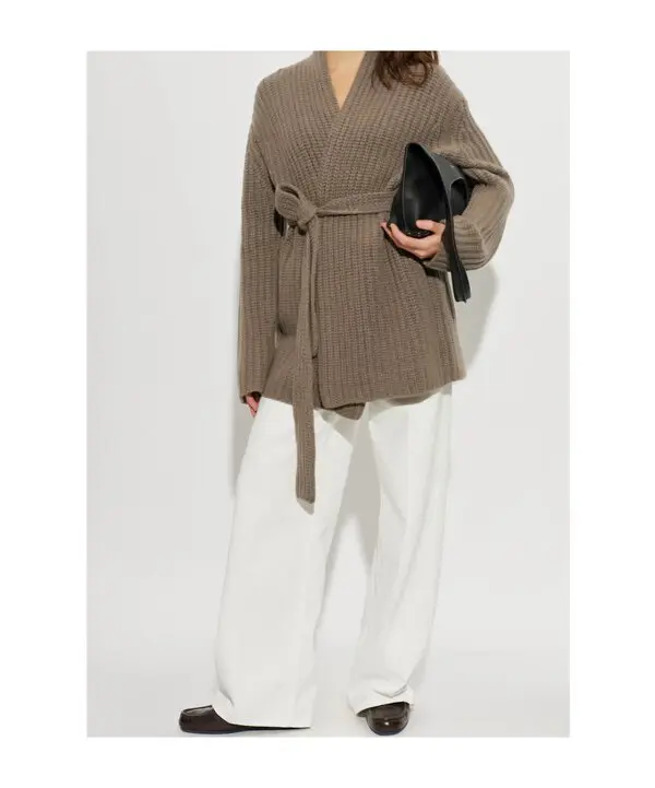 LISA YANG Jacqueline Belted Knit Cardigan - Brown