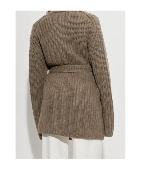 LISA YANG Jacqueline Belted Knit Cardigan - Brown