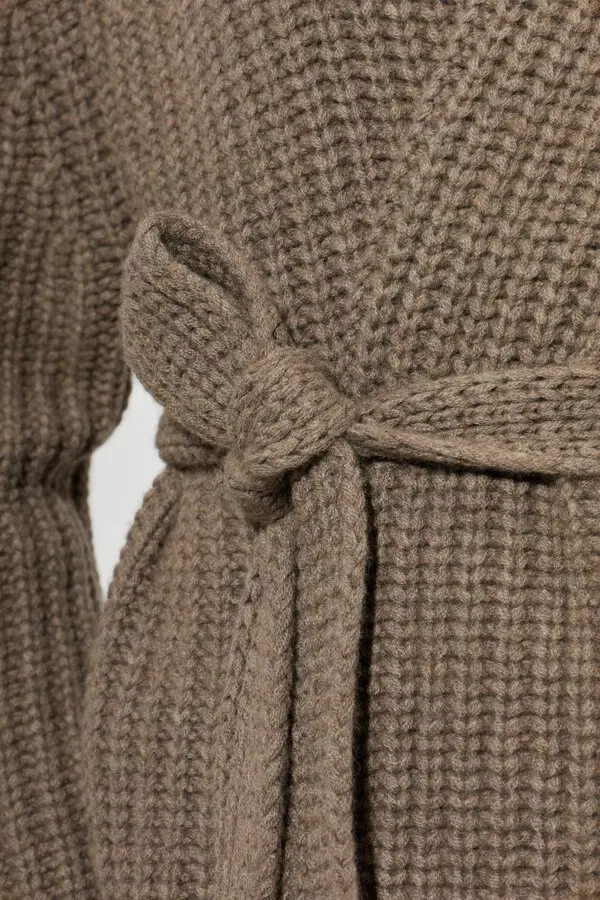 LISA YANG Jacqueline Belted Knit Cardigan - Brown