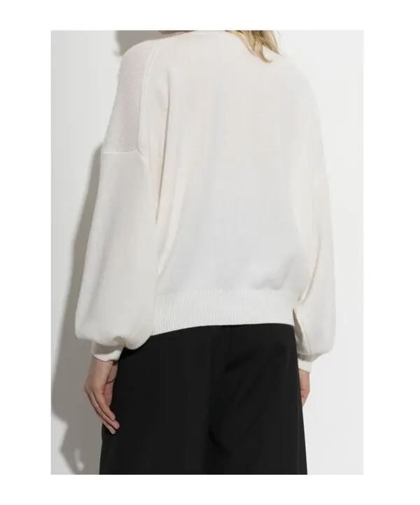 LISA YANG Veira Balloon-sleeve Knitted Sweater - Cream
