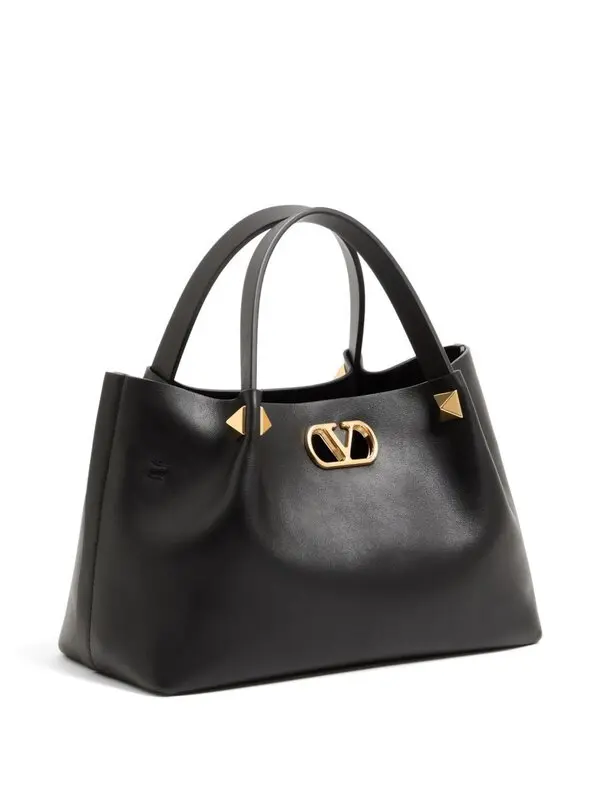 Valentino Garavani Small Soft Leather Shopping Bag With Detachable Shoulder Strap - Black