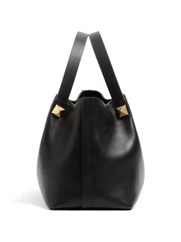 Valentino Garavani Small Soft Leather Shopping Bag With Detachable Shoulder Strap - Black